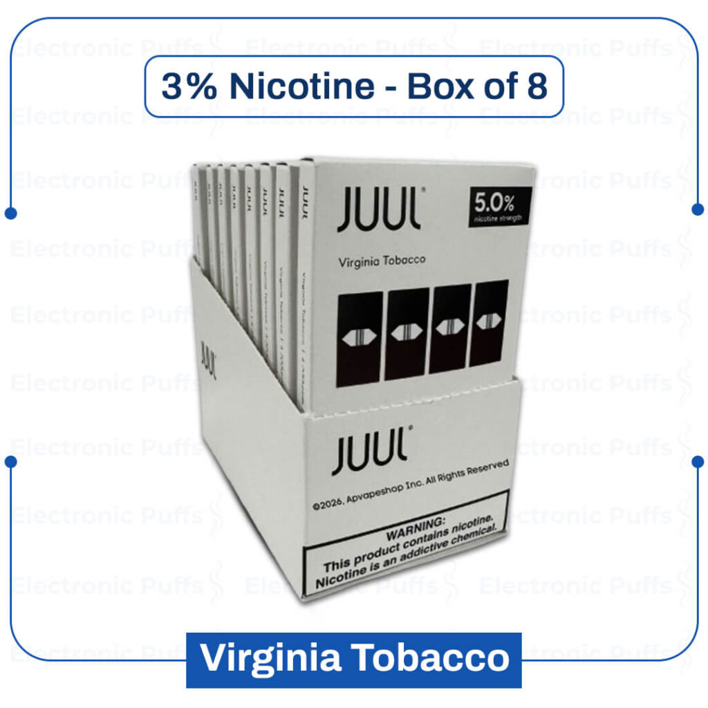 Buy Juul Virginia Tobacco 5% Box of 8 Online | Electronic Puffs